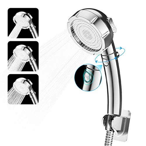 LEPO High Pressure Handheld Shower Head, 3 Spray Settings Water Saving Shower with ON/OFF Switch, Chrome Finish Bathroom Shower Head Sprayer with Holder