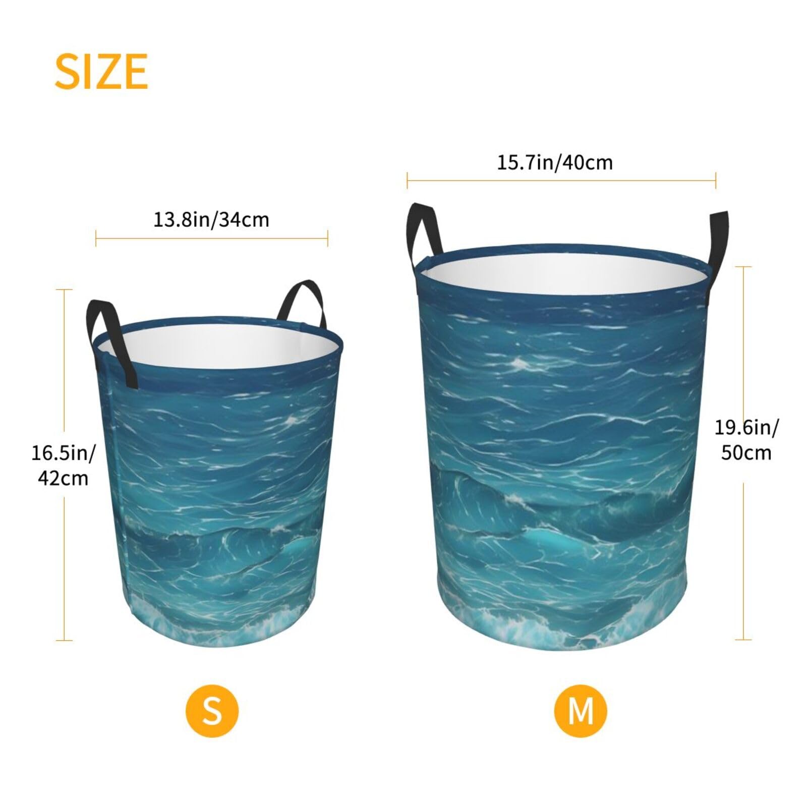 The Deep Ocean Print Laundry Basket for Bathroom Laundry Hamper with Handles Collapsible Circular Hamper Waterproof Dirty Clothes Hamper Organizer Basket