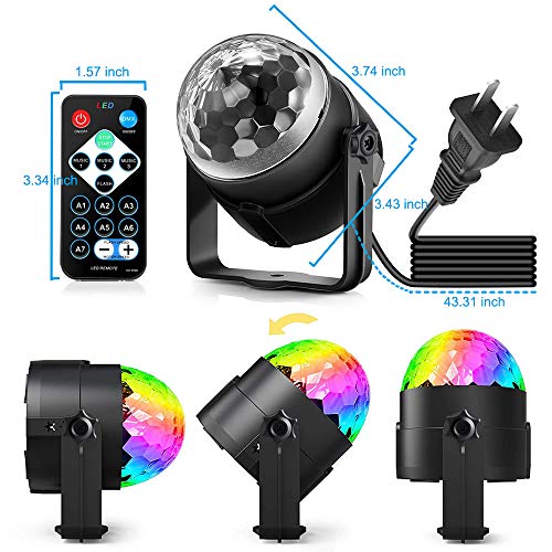 Party Lights, Dj Rave Lights Led Strobe Lights Sound Activated Stage Lights Projected Effect Dancing Lights Remote Control for Birthday Xmas Wedding Bar Kids Christmas-1 Pack