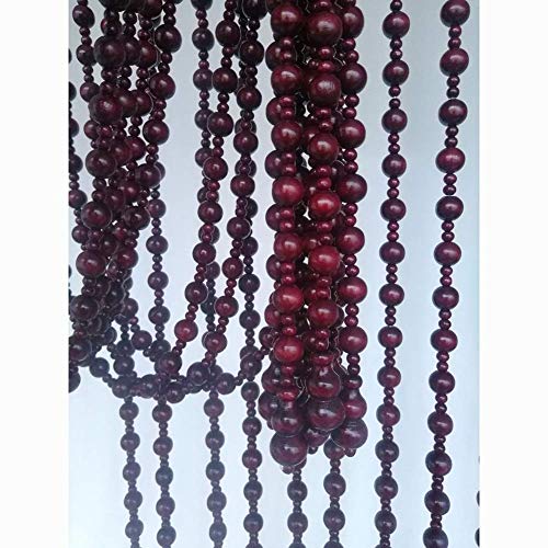OKUOKA 33 Strands Beaded Door Curtains for Doorways Wood Bead String Curtain for Room Dividers Red Wine Home Entrance Partition Decoration, Size Customizable (Size : 100x120cm)