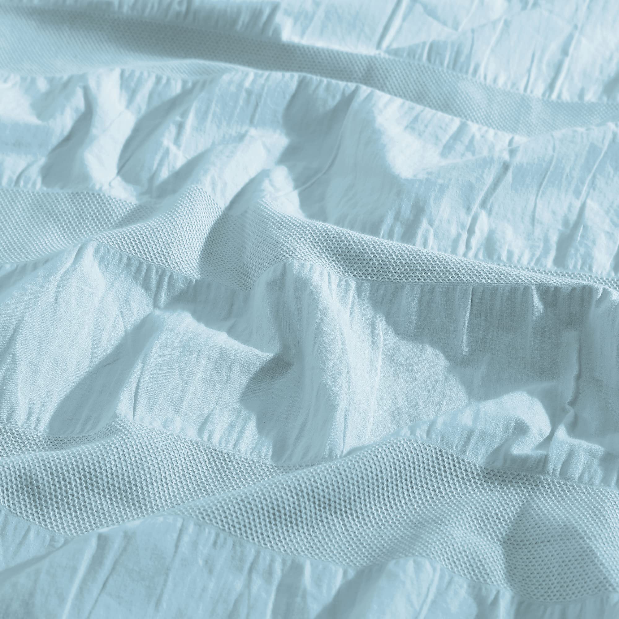 Swift Home Moselle 100% Cotton Ruched & Waffle Weave Bedding Duvet Cover Set, All Season & Breathable, Oeko-TEX Certified – White, Full/Queen (Comforter NOT Included)