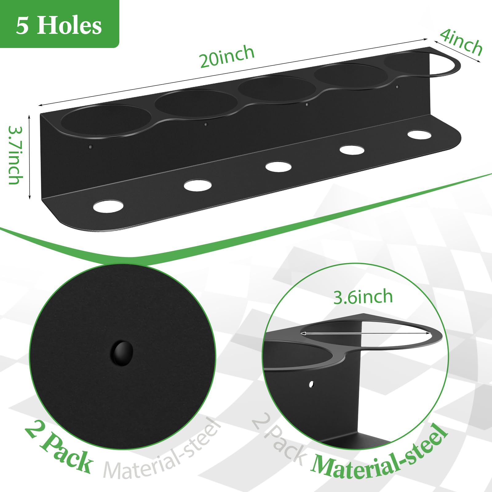 Therwen 2 Pcs 5 Holes All Purpose Steel Spray Bottle Holder Heavy Duty Spray Can Holder Rack Organizer Easy Install Wall Mount Paint Spray Bottle Organizer Storage Rack for Garage Home Workspace