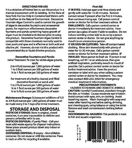 Fountain Algaecide and Clarifier - 64oz - Kills and Inhibits All Types of Algae Growth, Formulated for Small Ponds and Water Features, Treats up to 64,000 Gallons