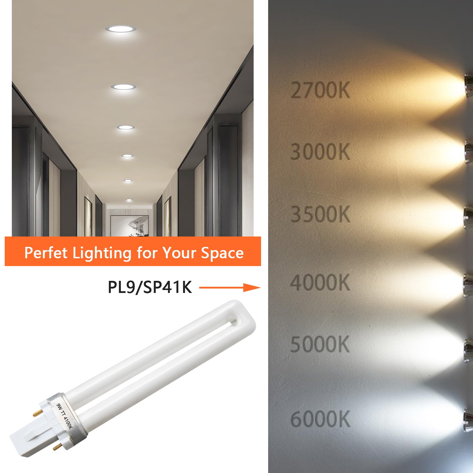 PL9/SP41K 2 Pin 9W Fluorescent Single Tube,Replacement Bulb for Sylvania 21273,Sunlite 60060,Feit Electric,Philips 148700,TCP 32009,G23 Base,4100K Cool White(4Pack)
