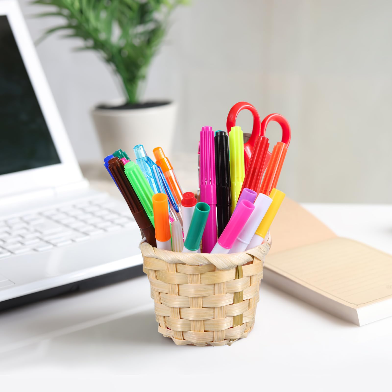 NUOBESTY 6Pcs 2.95X2.95X2.36in Mini Wood Woven Baskets Small Baskets Miniature Artifical Wood Woven Baskets Mini Straw Woven Storage Basket Without Handles Mini Grocery Basket