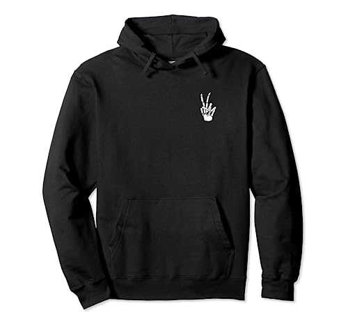 Skeleton Hand Peace Sign Bones Pullover Hoodie