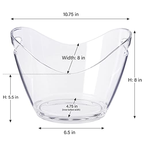 Ice Bucket for Parties - Clear Acrylic Beer Bucket 3.5 Liter - Ice Bucket for Beer, Wine and Champagne Chiller (1-Pack)