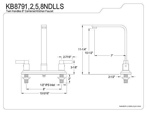 Kingston Brass KB8791NDLLS Nuvofusion Euro High Rise Spout Kitchen Faucet without Sprayer, Polished Chrome