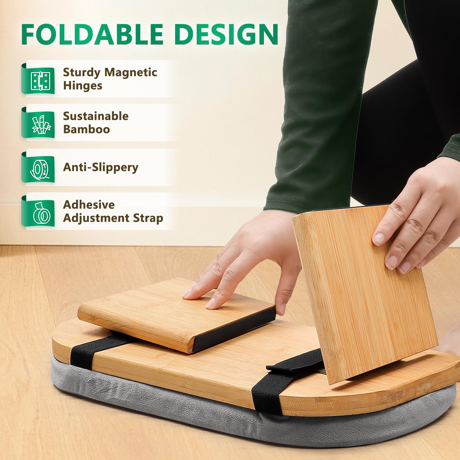 Hihealer Meditation Bench—Foldable & Ergonomic Bamboo Meditation Chair ,Sturdy Prayer Bench with Meditation Cushion, Comfortable for Kneeling Perfect for Deeper Meditation Unique Gifts for Women, Men