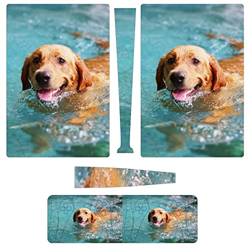 Labrador Retriever Swimming Full Protective Skin Cover Design Wrap Decal Sticker Compatible with PS5 Digital Edition Console and Controller