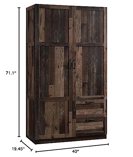 Sauder Miscellaneous Storage Wardrobe, L: 40.0" x W: 19.45" x H: 71.1", Reclaimed Pine Finish