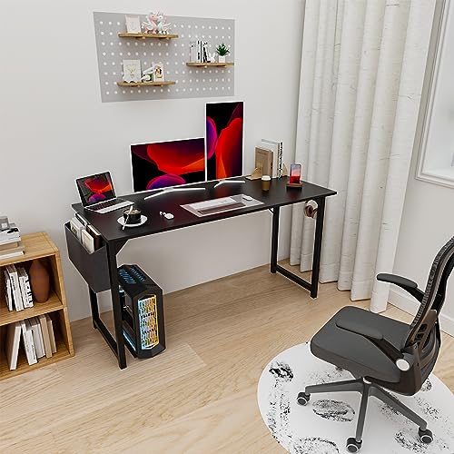 DUMOS PC, Black Writing, Wood Storage and Hooks, Work Home Office, Study Desk for Kids, Student, 55 Inch
