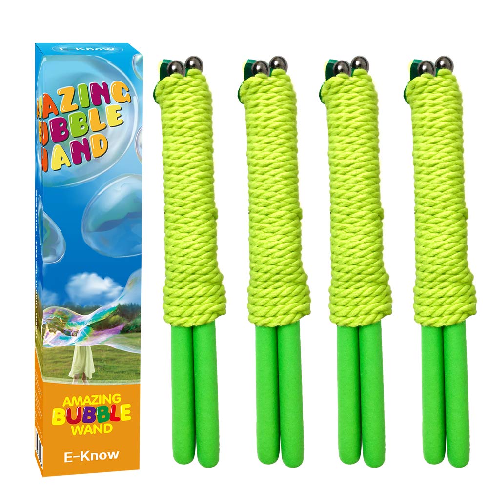 E-KNOW Bubble Wand, 4 Pack Giant Bubble Wand Outdoor Toy for Kids, Recyclable Stainless Steel, Telescopic Design Bubble Party Favors,Works Best with Bubbleventi Bubble Mix