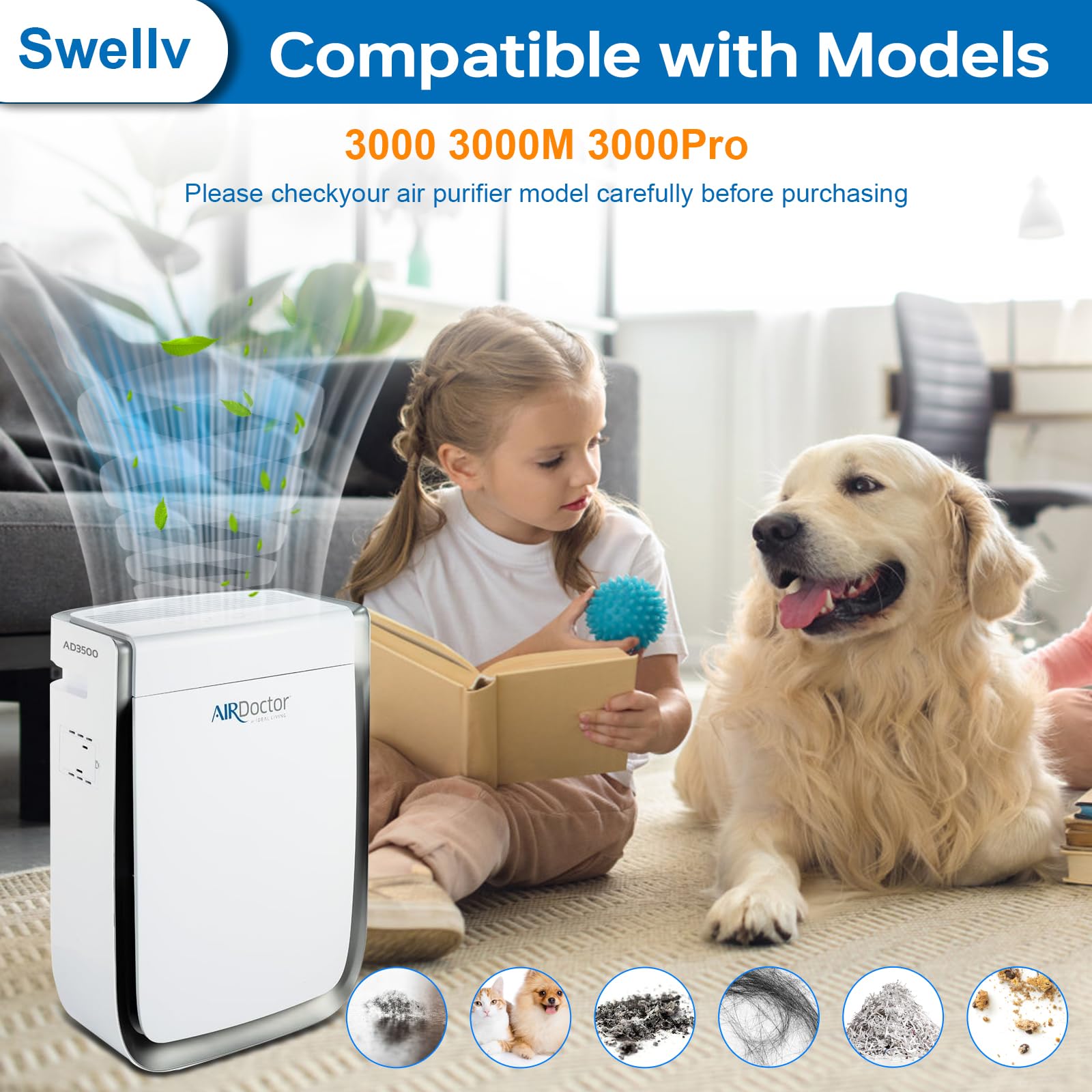 SwellV 3000 Filter Replacement Compatible with 3000, 3000M, 3000 Pro, Includes 2 Filters, 2 Activated Carbon and 4 Extra Carbon Pre-Filters (2+2+4)