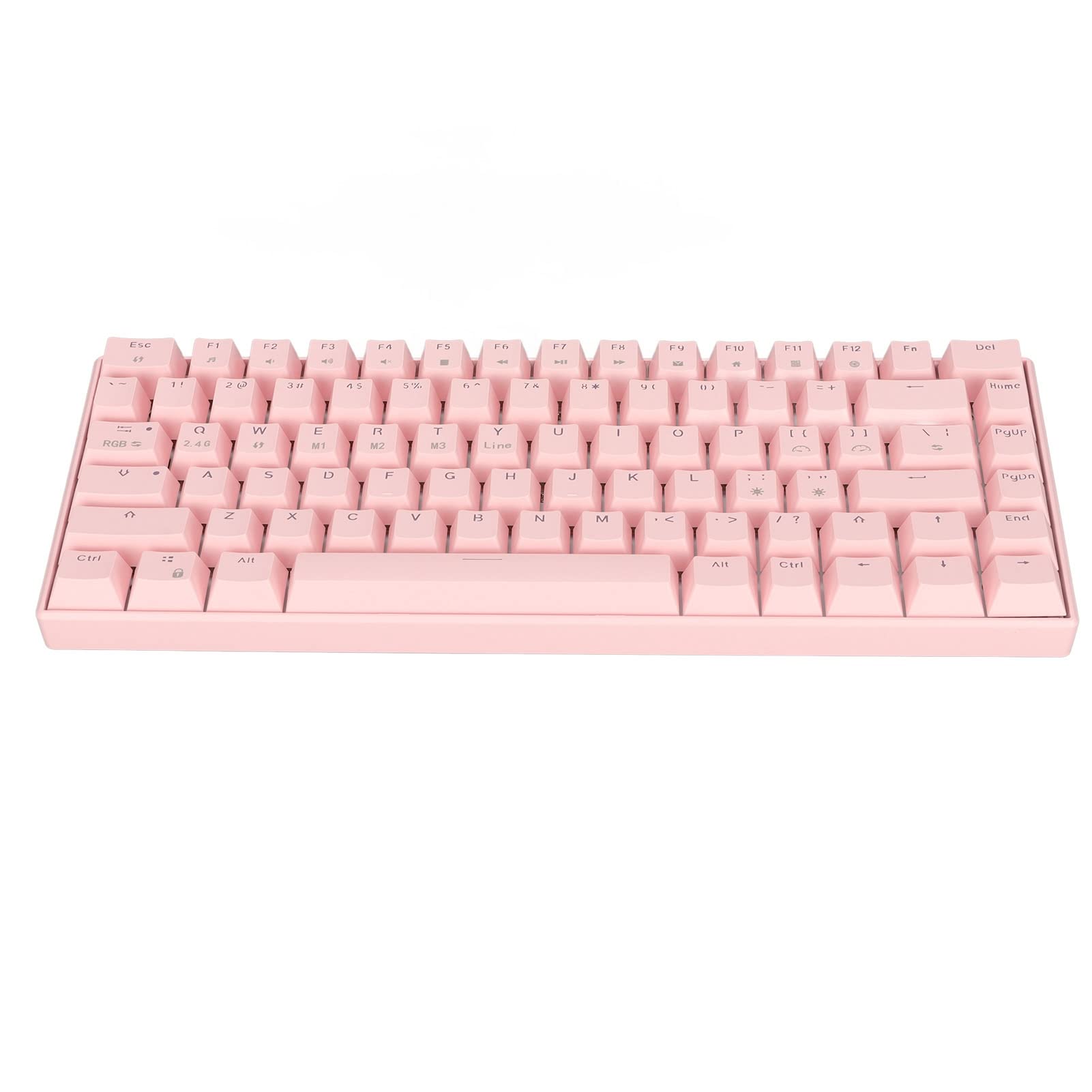 Mechanical Keyboard 82 Key, 3 Connection Modes RGB Backlight Keyboard, Ergonomic Pink Gaming Keyboard for Office, Supports 2.4G Wireless, Bt 3.5/5.0 and Type C Wired Connection (Linear Action Switch)