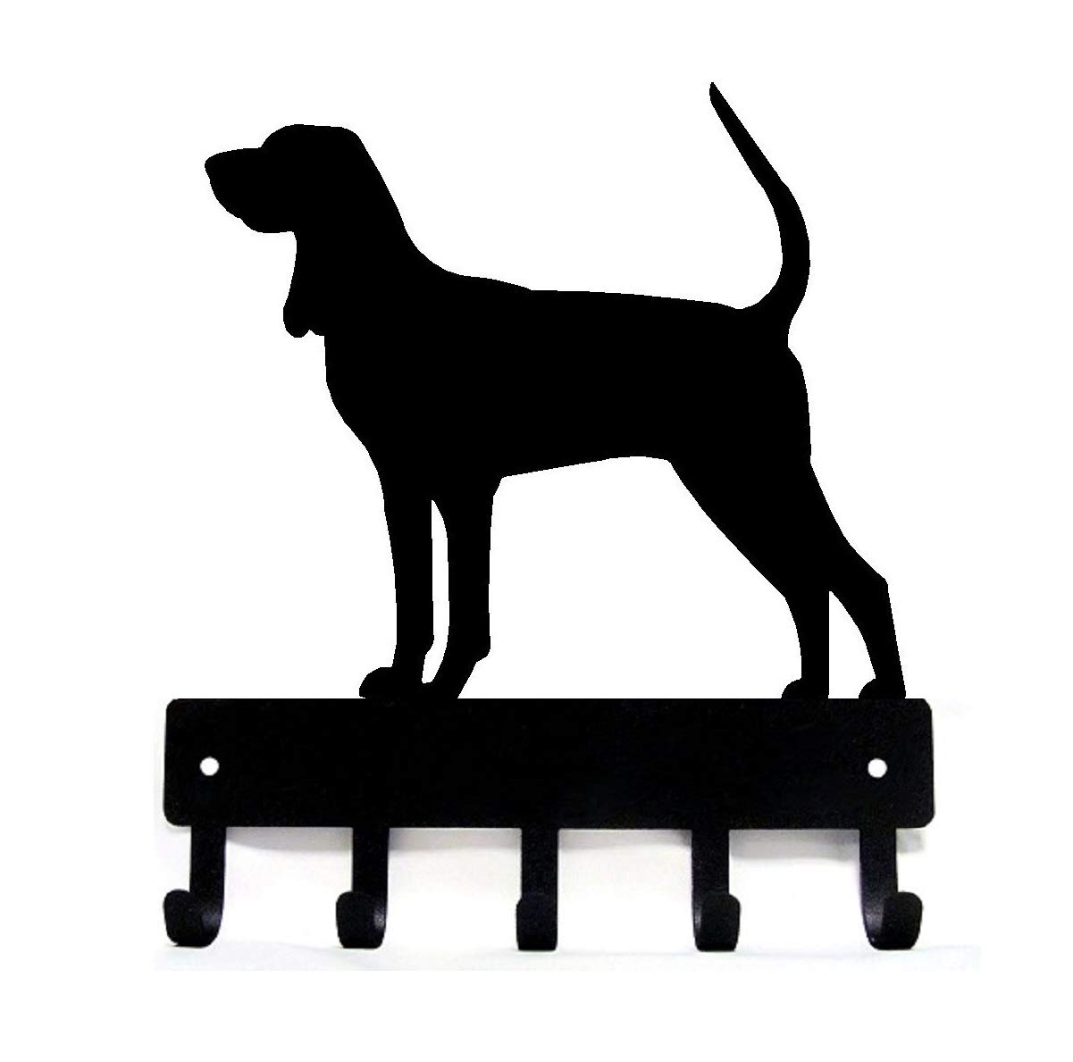 The Metal Peddler Coonhound - Key Holder & Dog Leash Hanger for Wall - Large 9 inch Wide with 5 Hooks - Made in USA