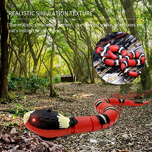 Pet2U Snake Cat Toy for Cats 1PC, Smart Sensing Snake Rechargeable, Automatically Sense Obstacles and Escape, Realistic S-Shaped Moving Electro-Sensing Cat Snake Toy, Great Interactive Toys for Cats