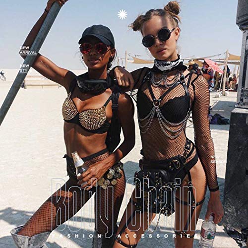 GEMILY Leather Leg Harness Black Goth Punk Thigh Chains Rave Accessories Party Thigh Holster Strap Leg Chain Body Chains for Women and Girls (1)