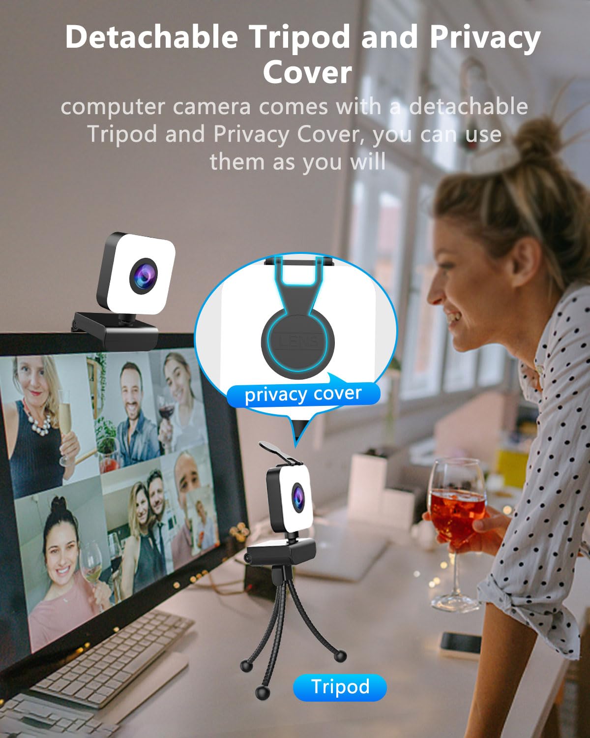 DUOLZ 1080P Webcam with Microphone, Full HD Web Cam for PC/MAC/Laptop/Desktop, Plug and Play USB Web Camera,Streaming Webcam for YouTube,Skype,Zoom,Xbox One Video Calling,Studying and Conference