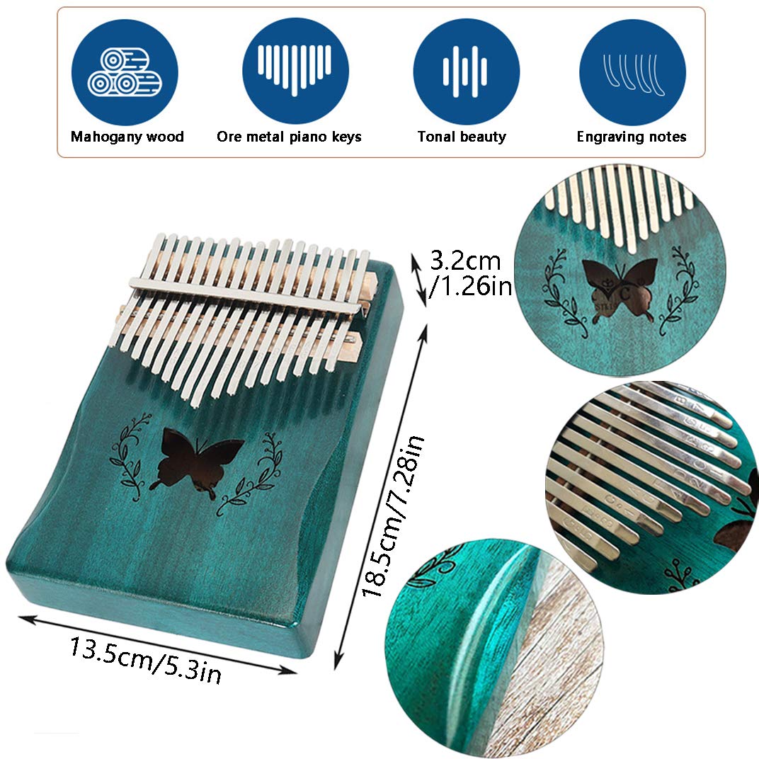 Grehge NAMBM Kalimba 17 Keys Thumb Piano with Tune Hammer,Shoulder Bag and Study Instruction,Portable Mbira Mahogany Wood Finger Piano