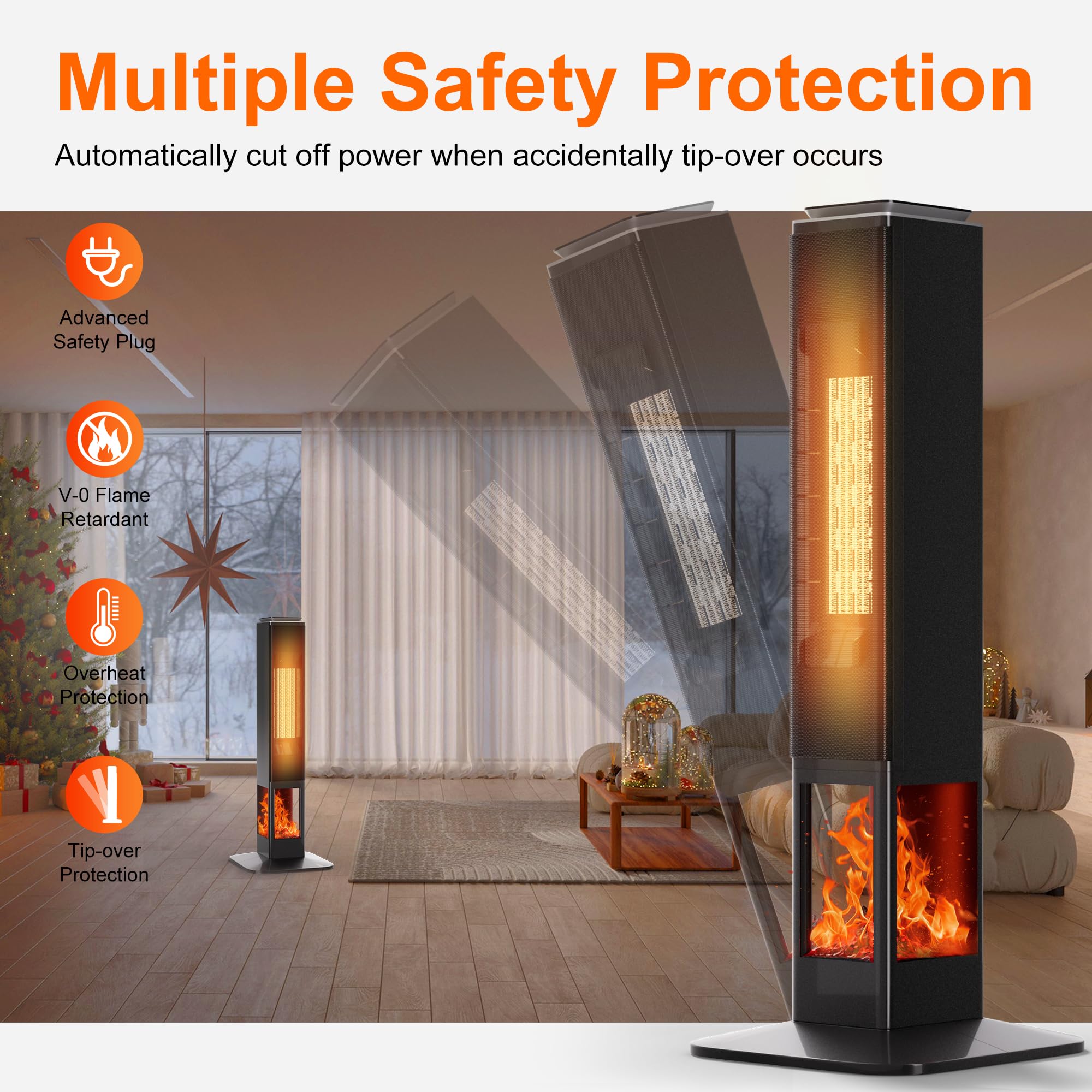 SUNGDOGIN Space Heater Indoor Use for Large Room,1500W Tower Heater W/Thermostat,32" Heater Bedroom,Room Heaters for Indoor Use W/Remote,Ceramic Heaters for Indoor Use W/ 90° Oscillating 24H Timer