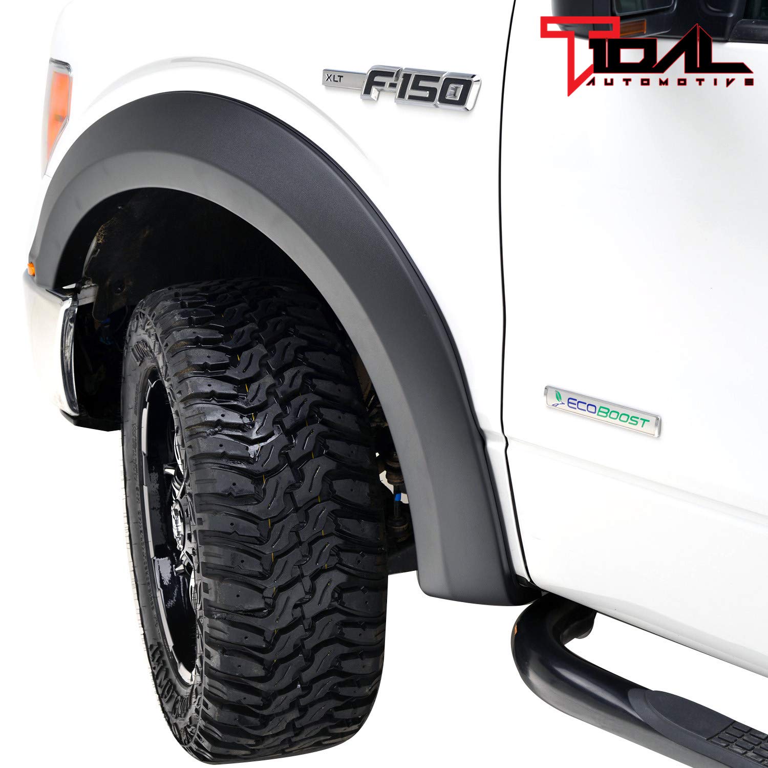 EAG Front and Rear Fender Flares with LED Lights 4PCS ABS Plastic Fit for 2009-2014 F-150 Models