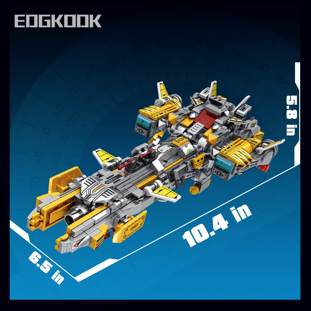 EDGKODK Star Space Battleship Building Toys for Boys Aged 7-12, 8-in-1 Outer Space Warship Building Sets, 829 Pieces