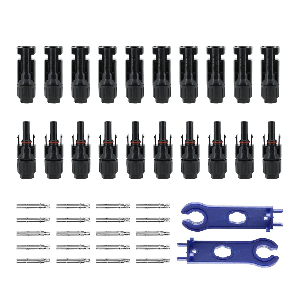 KEDAKEJI 20PCS with 2pcs spanners Solar Connectors with Spanners Solar Panel Cable Connectors 10 Pairs Male/Female