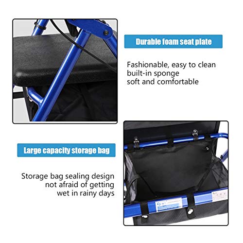 Medical Four Wheel Walker Rollator Premium with Seat, Comfort Handles and Thick Backrest, Folding Walker for Seniors,Load Capacity 100Kg/220lbs