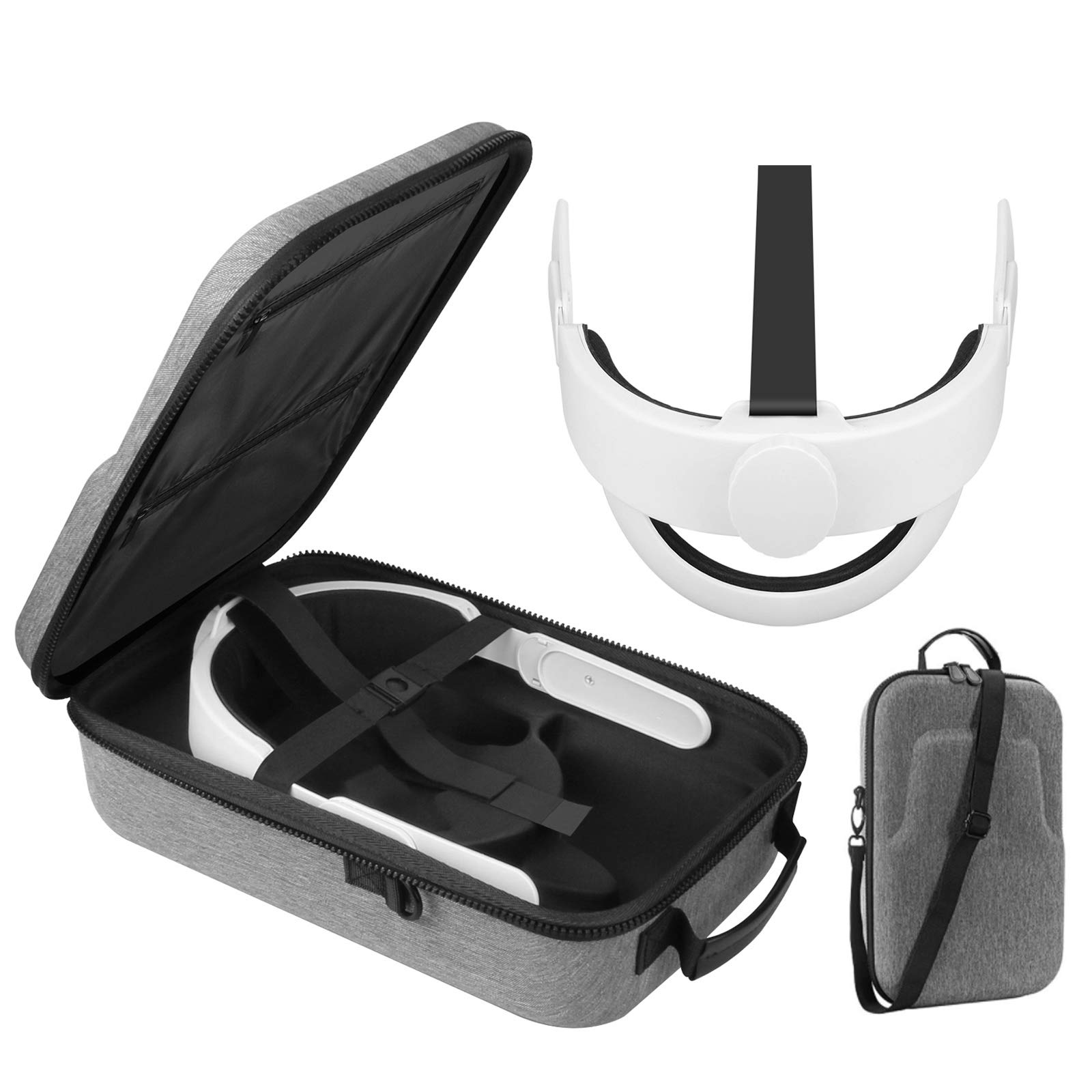 Esimen All-in-one K3 Head Elite Strap for Oculus Quest 2 with Carrying Case Accessories Set,Comfort Foam Pad Strap, Enhanced Comfort and Playtime in VR(Gray)