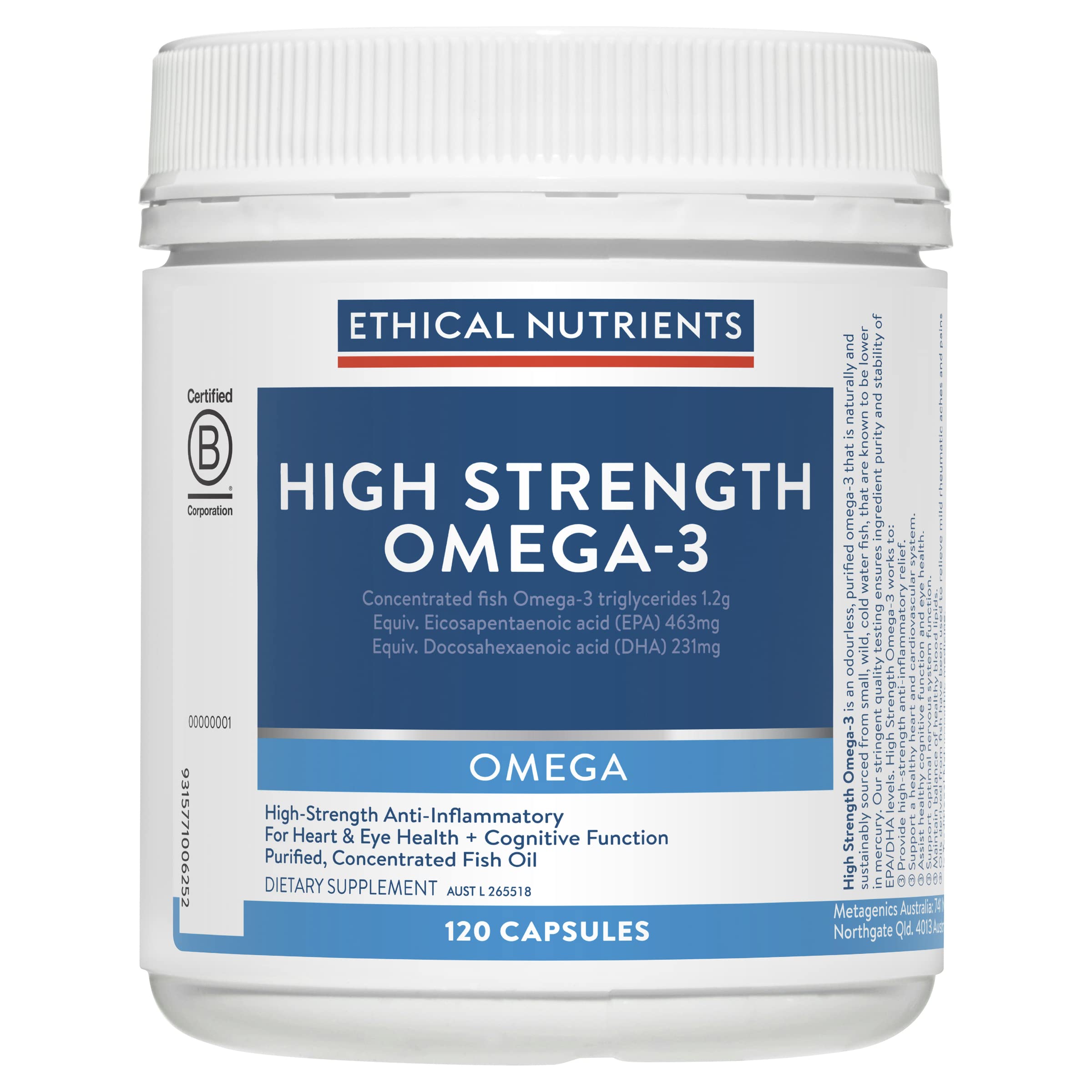 Ethical Nutrients Hi-Strength Fish Oil 120 Capsules