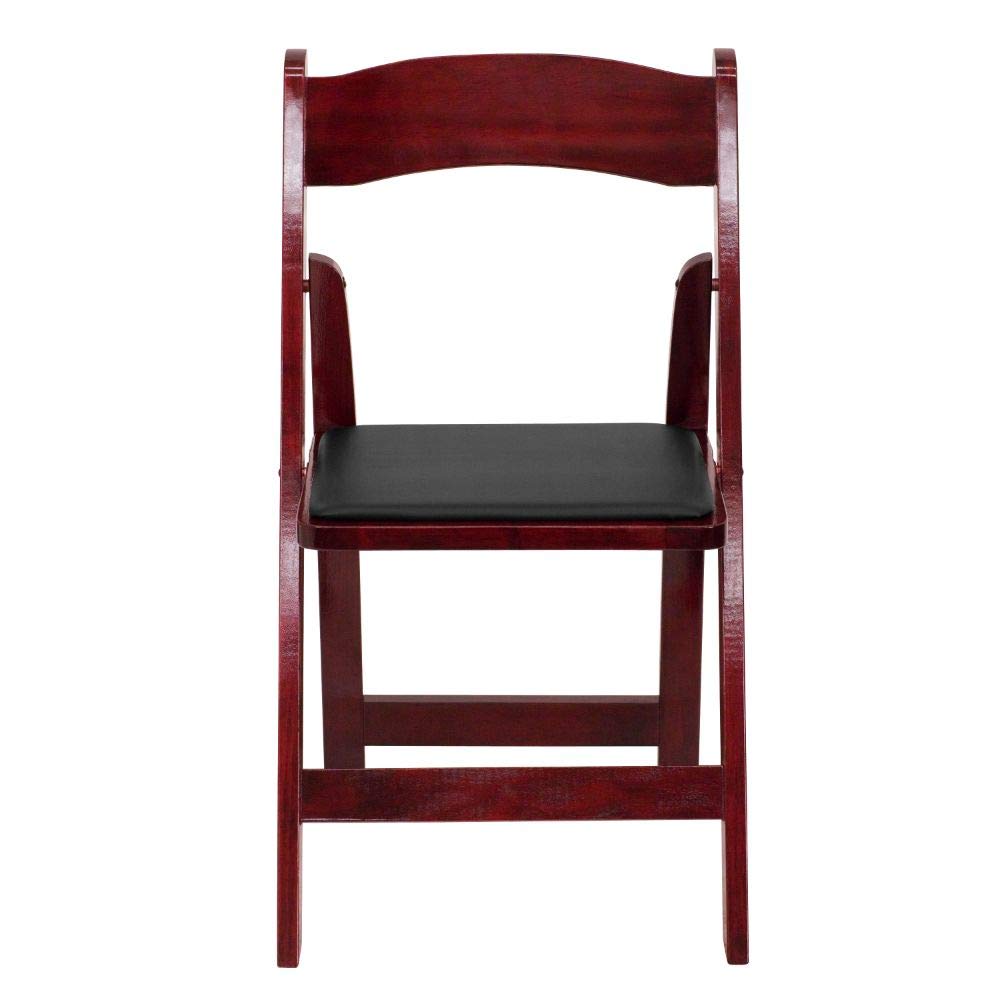 Flash Furniture 4 Pack HERCULES Series Mahogany Wood Folding Chair with Vinyl Padded Seat