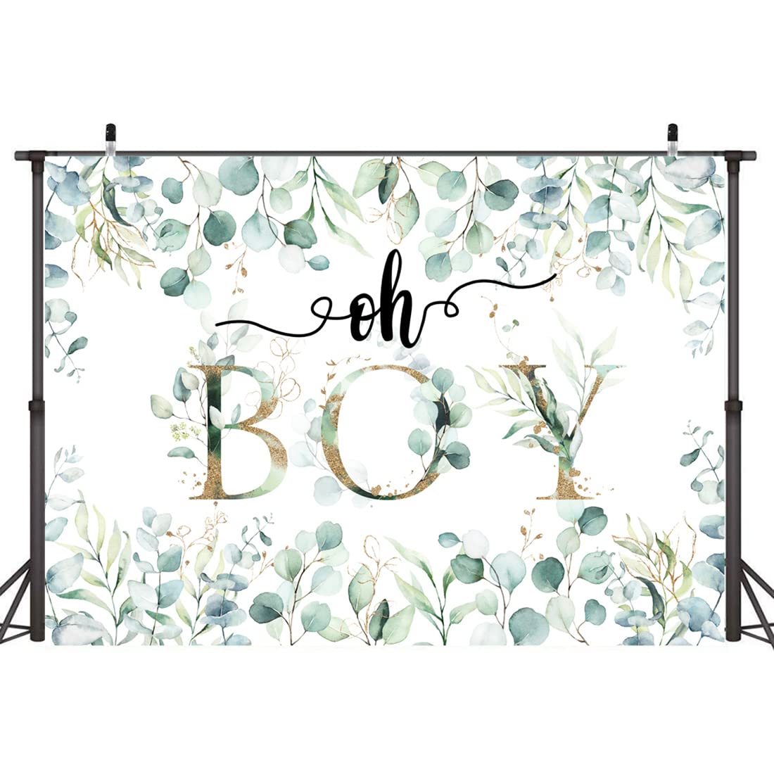 Lofaris Oh Boy Backdrop Greenery Baby Shower Baby in Bloom Eucalyptus Leaves Baby Shower Party Decorations Botanical Photography Background 7x5ft