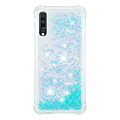 Phone Case Cover Glitter Case Compatible with Samsung Galaxy A70 Case Compatible with Women Girls Girly Sparkle Liquid Luxury Floating Quicksand Transparent Soft TPU Phone Case Bags Sleeves (Color :