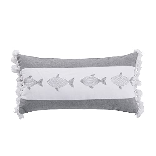 Levtex Home Freeport Decorative Pillow (12x24in.) - Fish - White and Grey