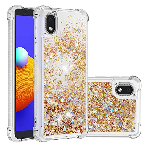 Phone Case Cover Glitter Case Compatible with Samsung Galaxy A01 Core Case Compatible with Women Girls Girly Sparkle Liquid Luxury Floating Quicksand Transparent Soft TPU Phone Case Bags Sleeves (Col