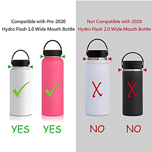 Wongeto Paracord Handle with Shoulder Strap Compatible with Hydro Flask Wide Mouth Water Bottles 12oz - 64 oz,Water Bottle Strap for Walking Biking Hiking Camping(Black 1)