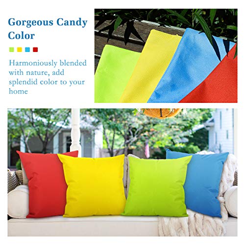 Lewondr Waterproof Outdoor Throw Pillow Cover, 2 Pack Solid PU Coating Throw Pillow Case UV Protection Garden Cushion Cover for Patio Sofa Couch Balcony 18"x18"(45x45cm) - Light Blue