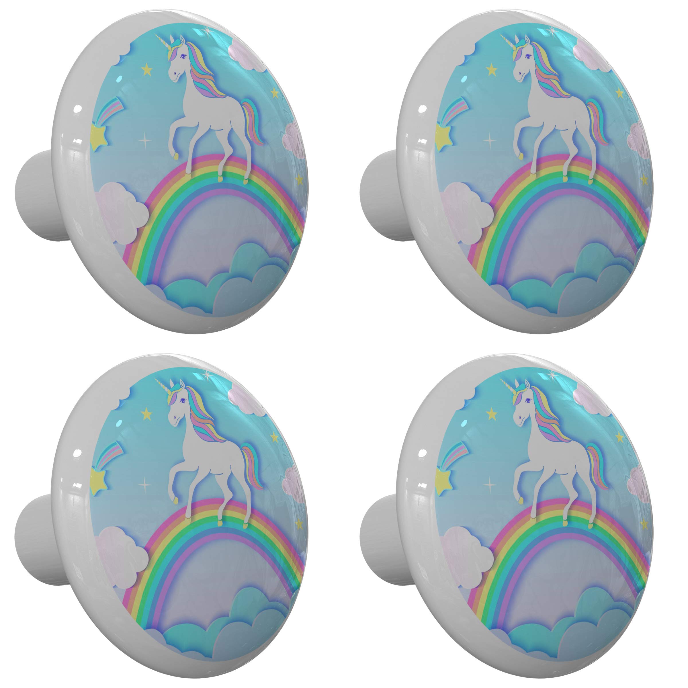 Gotham Decor Set of 4 Unicorn Rainbow Walker Drawer Knobs