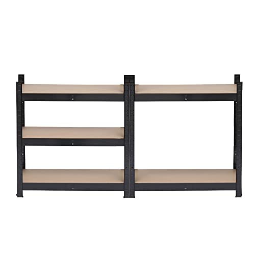Pinikuyiro 5-Tier Utility Shelves, Metal Storage Shelves Garage Shelving Unit Adjustable Garage Storage Shelves Storage Racks Heavy Duty Shed Shelving- Black