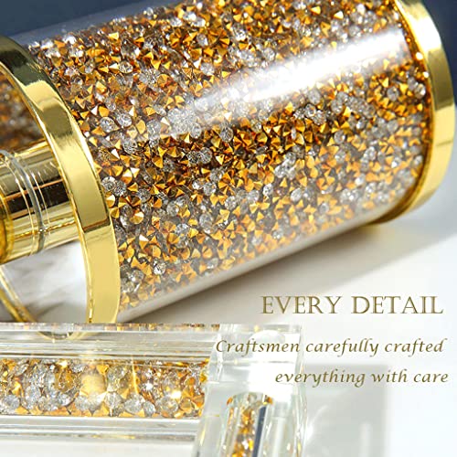 Durable Diamond Sparkles Soap Dispenser, Gorgeous Crystal Glass Bathroom Accessories Set for House Decor-Lotion Bottle,Cotton Jar,Tray Replacement