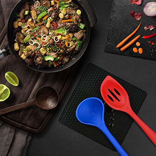Silicone Trivet Mats Hot Mat - Hot Pads Durable Non Slip Coasters Heat Resistant Mats (Black)