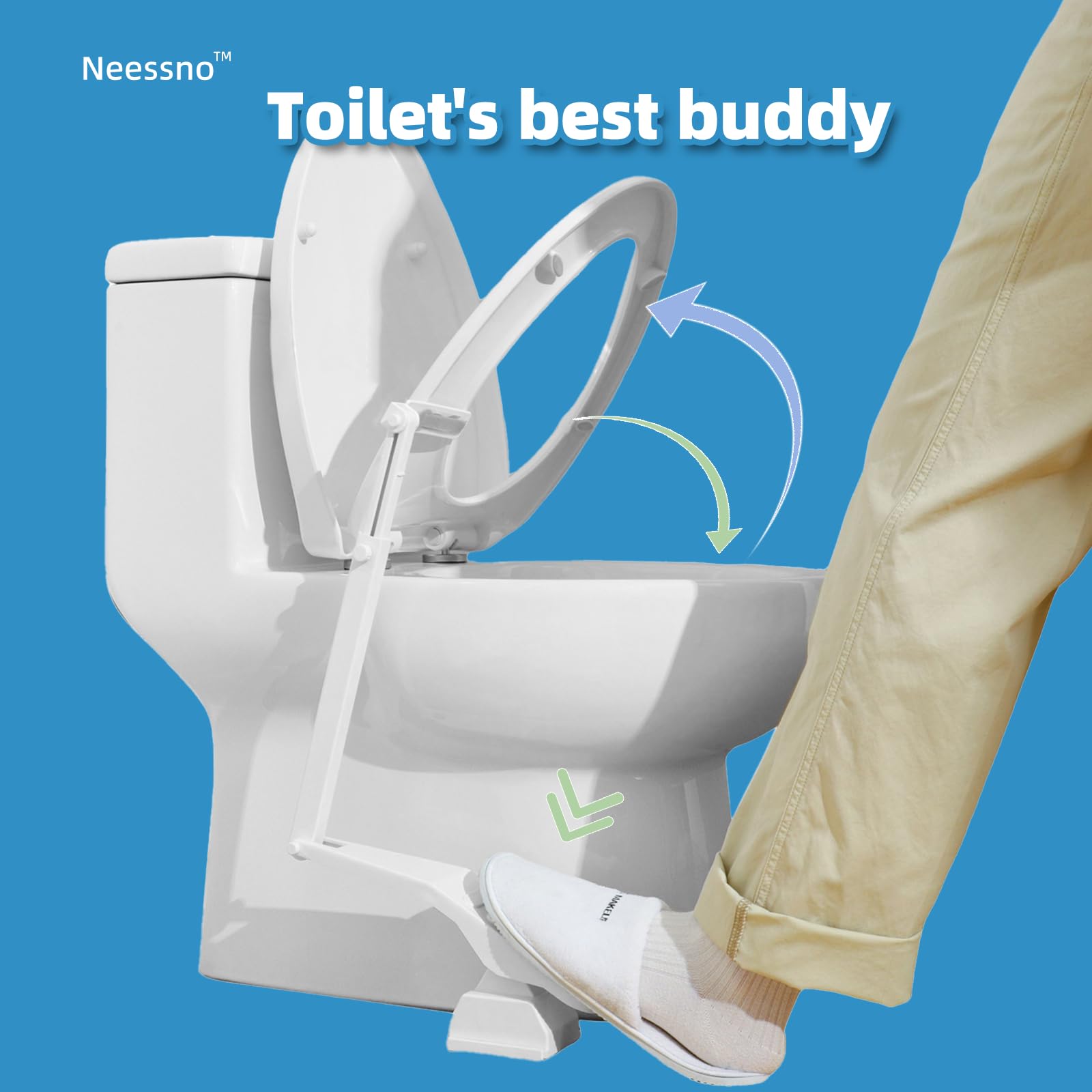 Neessno Toilet Seat Lifter Foot Pedal, Touch Free Toilet Seat Lift,Prevent Dirty Hands Easy Application, and Strong Double-Sided Waterproof Adhesive