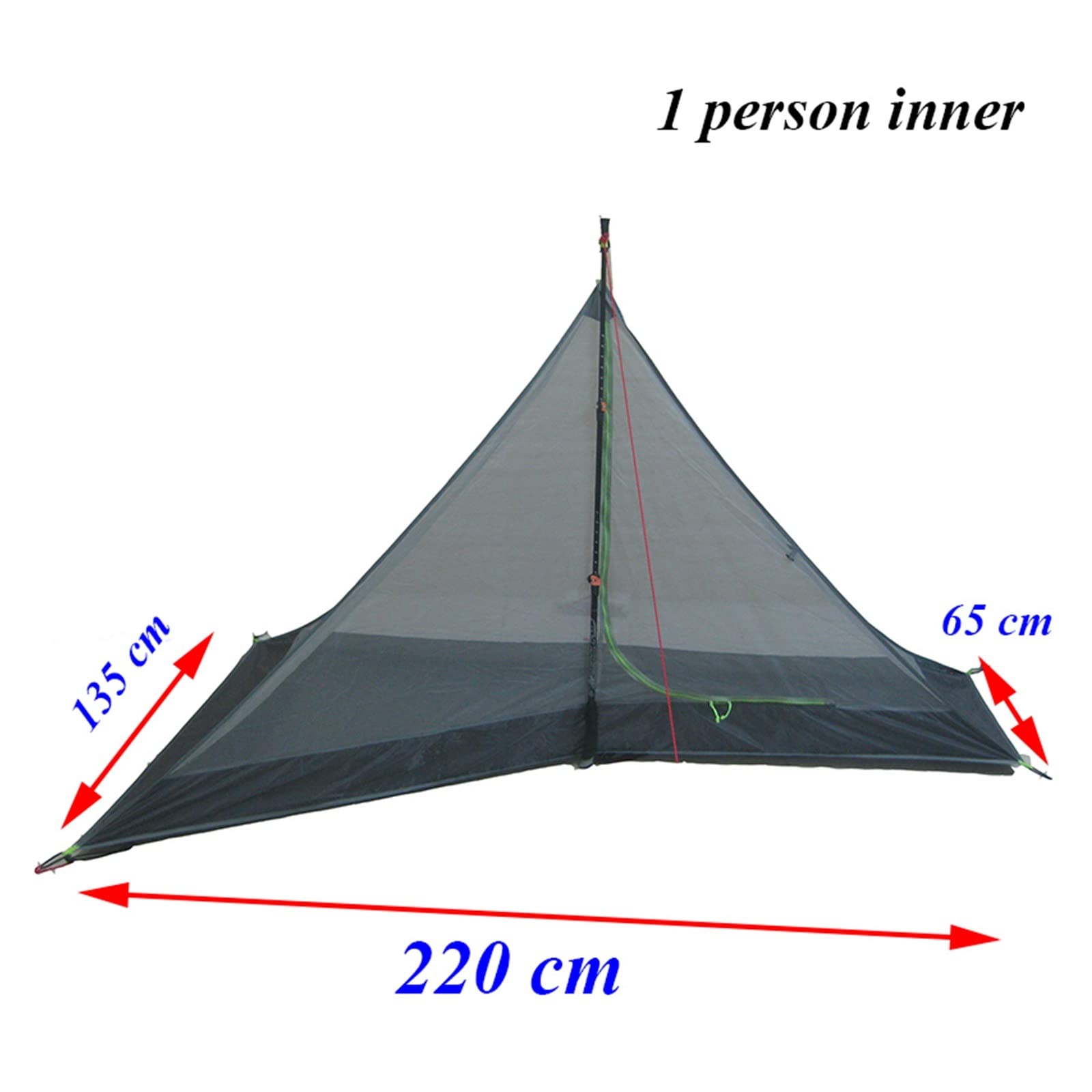 MARVOI Only 900g 2 Sides 20D Silk Nylon Pyramid 1 Person Or 2 People 2 Layers 3 Seasons Camping Tent (Color : 2Person Red with FP)