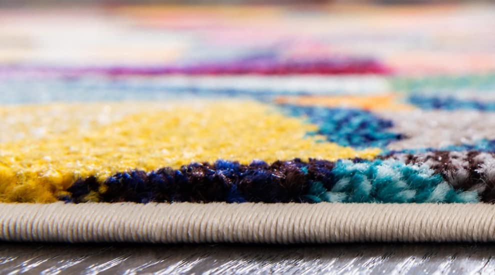 Unique Loom Estrella Collection Geometric, Triangles, Bright Colors, Abstract, Modern Area Rug, 9 ft x 12 ft, Multi/Beige