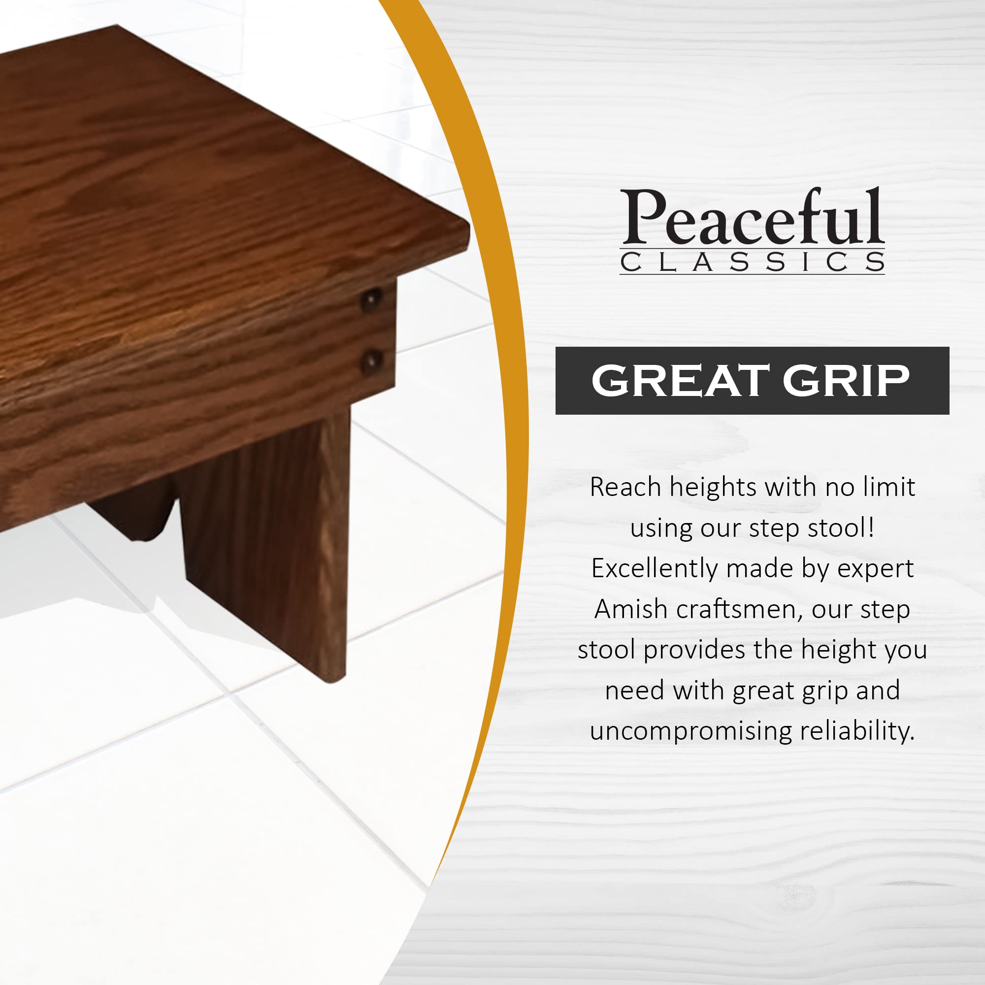 Peaceful Classics Step Stool - Amish Handmade Kids Step Stool - Bathroom, Bedroom, Living Room Or Kitchen Step Stool for Adults - Multipurpose Foot Stool Made of Solid Oak (9" High, Harvest)