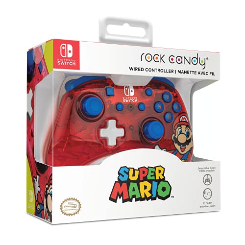 PDP Rock Candy Enhanced Wired Power Nintendo Switch Pro Controller, Official Licensed Nintendo Switch Mario Accessories/Switch Lite/OLED Compatible, Compact Durable for Travel, Ergonomic Non-Slip Joystick