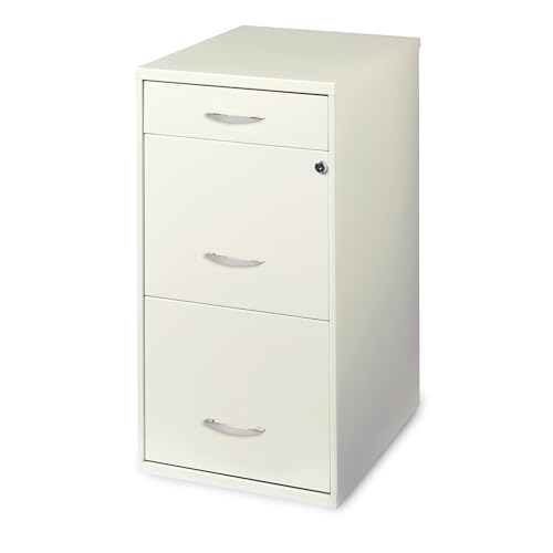 Hirsh Industries Space Solutions Metal 3 Drawer File Cabinet with Pencil Drawer Pearl White