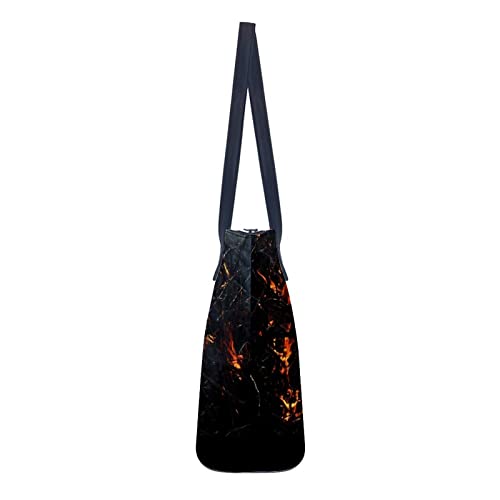 Flames Burning in The Bonfire Women's Tote Bag PU Leather Shoulder Bag Handbags Purse For Work Shopping Travel