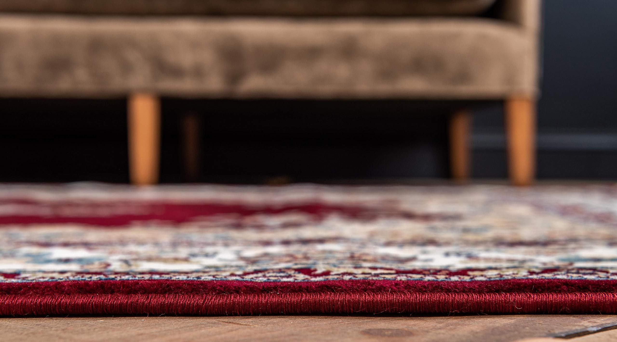 Unique Loom Narenj Collection Classic Traditional Medallion Textured Design Area Rug, 8' x 10' Rectangle, Burgundy/Blue